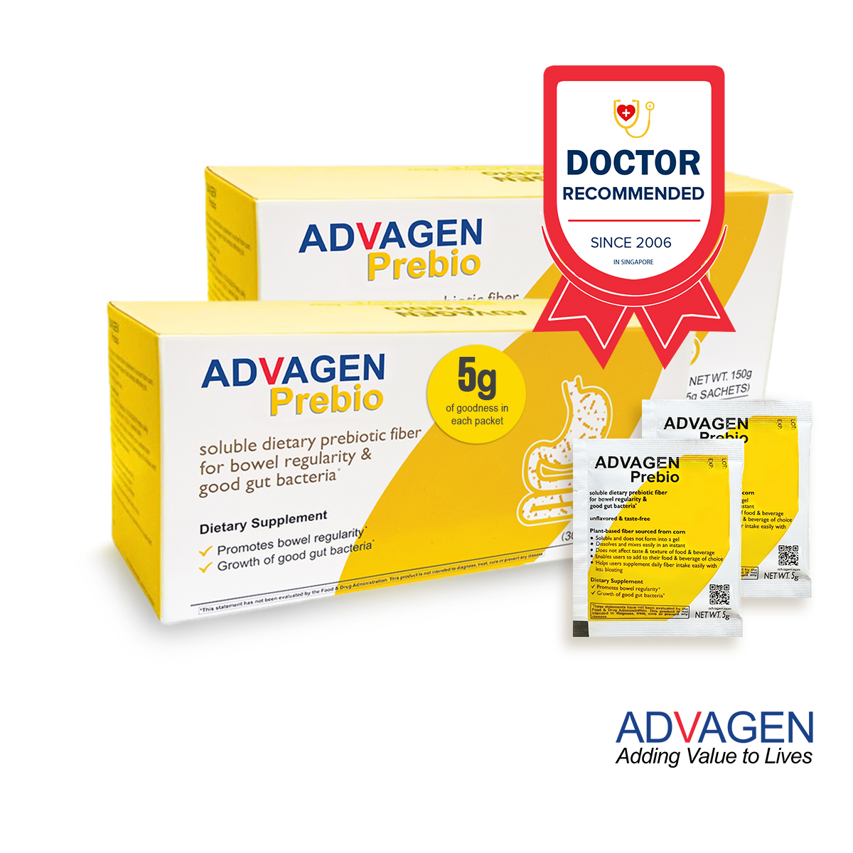 [Bundle of 2] Fibrosol ADVAGEN Prebio 5g sachets 30s- Soluble Prebiotic ...