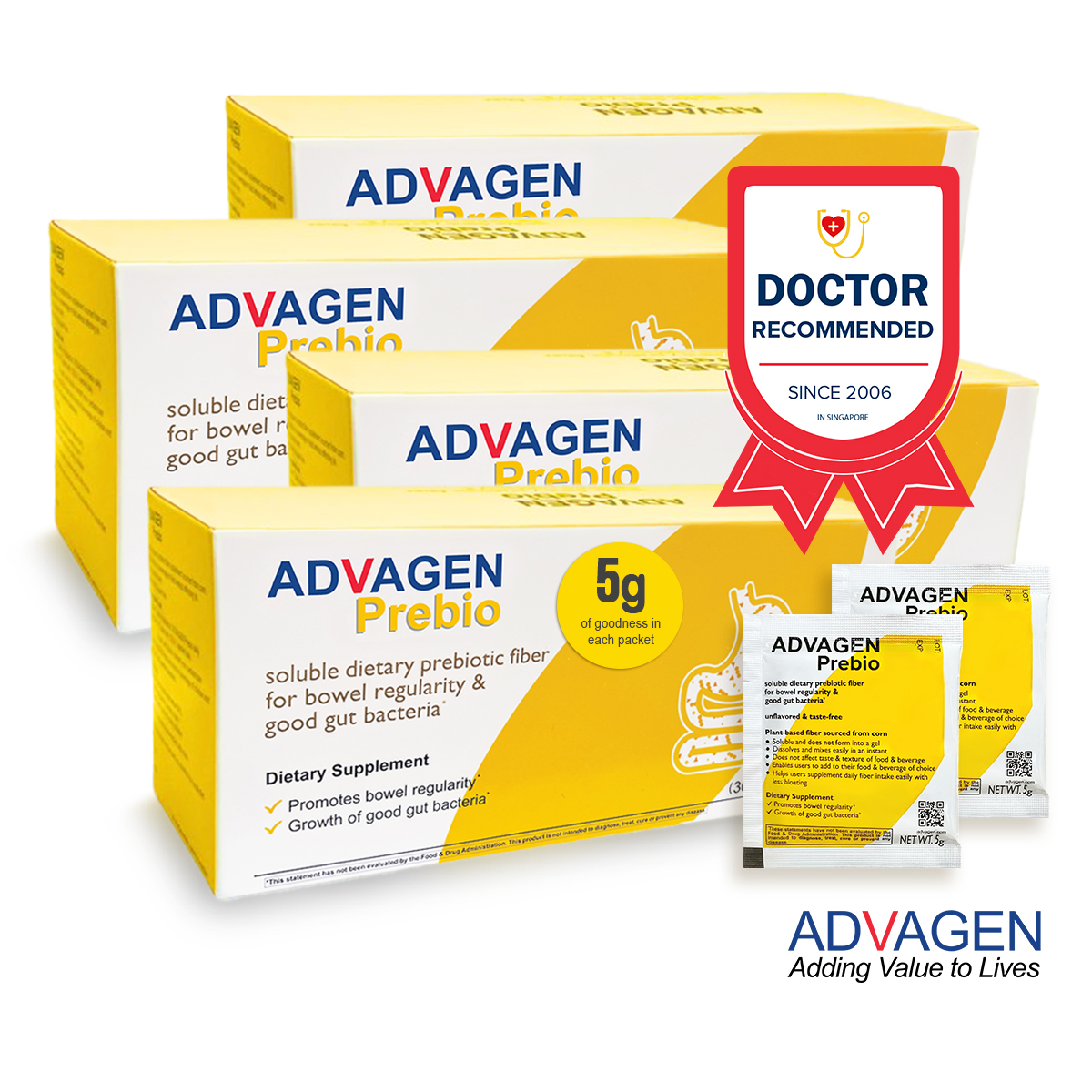 [Bundle of 4] Fibrosol ADVAGEN Prebio 5g sachets 30s- Soluble Prebiotic ...